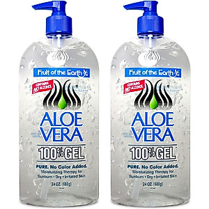 Fruit Of The Earth Aloe Vera 100% Gel with Tocopheryl Acetate, DMDM Hydantoin, Tetrasodium EDTA, Carbomer, Aloe Vera Gel, Triethanolamine, Diazolidinyl Urea, 24 oz (2 pack)