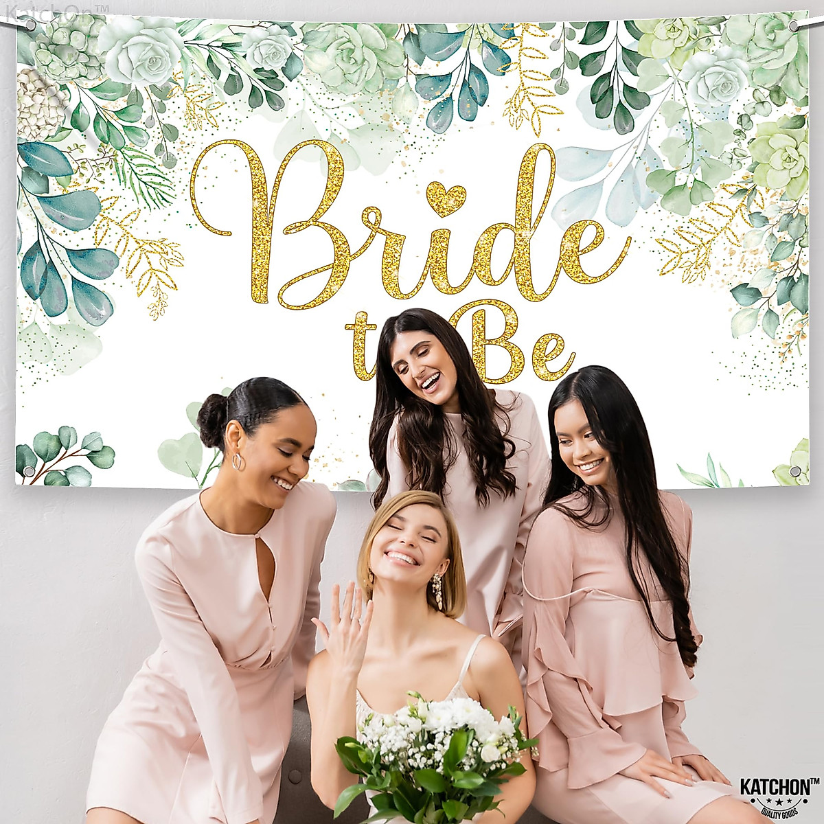KatchOn, Green Bride to Be Banner - XtraLarge, 72x44 Inch | Sage Green Bride to Be Sign for Bridal Shower Decorations | Wedding Shower Decorations | Bride to Be Backdrop | Bride to Be Decorations