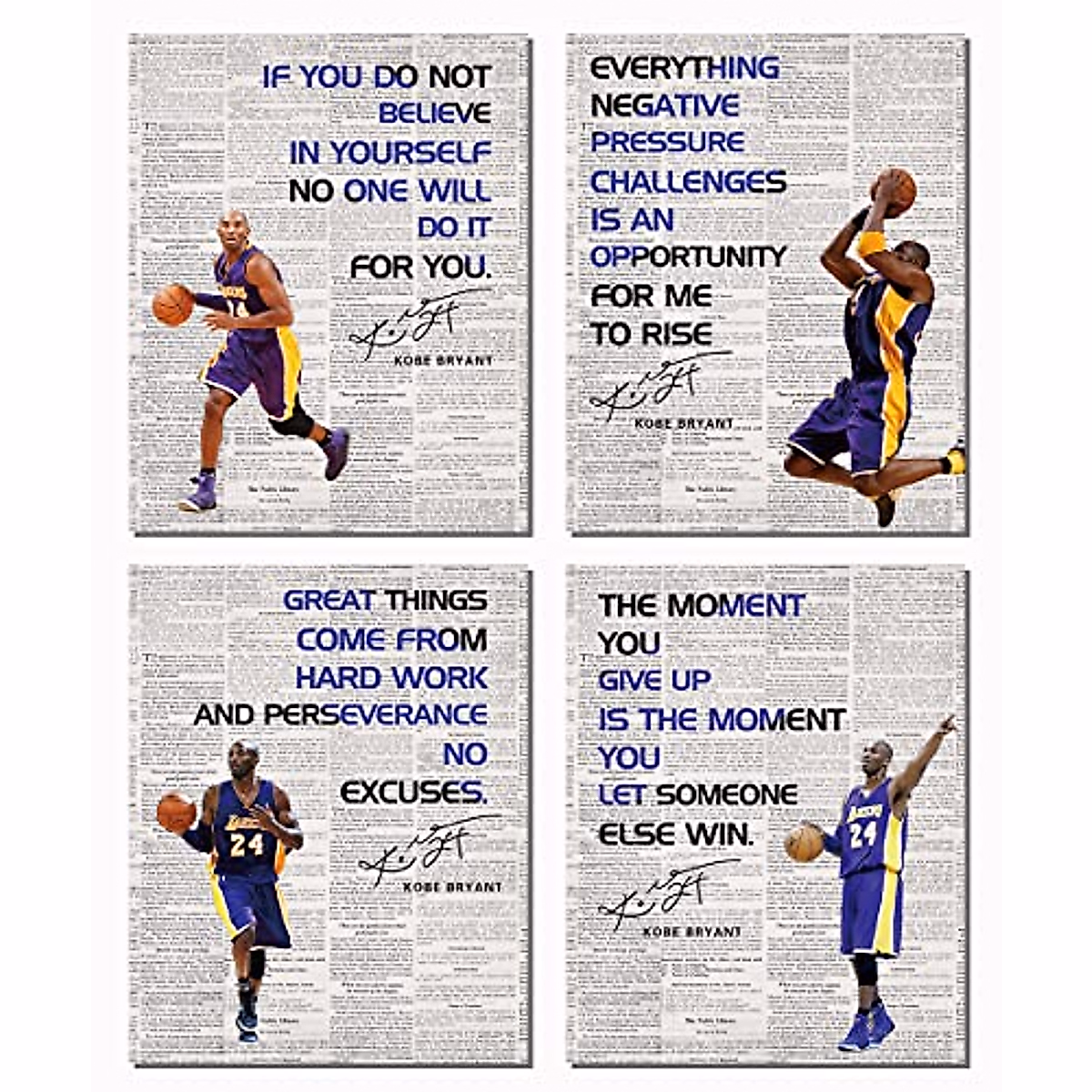 OHOFUN Basketball wall decoration painting, sports wall art gift for Basketball fans, men, boys, for boy's room decor，set of 4, 8 X10 ins UNFRAMED