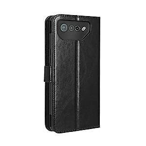 Kukoufey Case for Asus ROG Phone 7 Leather Case,Flip Leather Wallet Cover Case for Asus ROG Phone 7 Ultimate Case Black