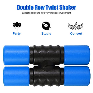 RANMING Twist Shake ABS Double Row Shakers Percussion Instruments Medium Volumelatin Percussion Instruments for Accompaniment,Studio,Band,Drummers (Blue)