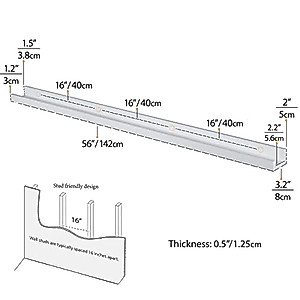 Wallniture Denver White Modern Wall Mount Floating Shelves – Long Narrow Picture Ledge - 56 Inch Long Set of 2 - Mounting Hardware Included