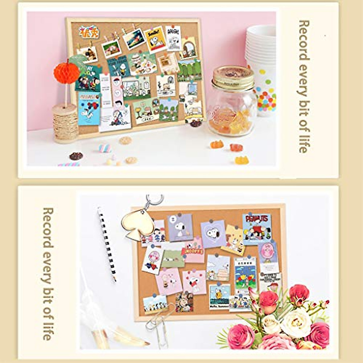 Cork Board Photo Wall, Home Pushpin Board, Message Board, Wall-Mounted Bulletin Board for Office or Classroom, Note Board