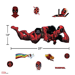 Wall Palz Marvel Deadpool Wall Decal - Deadpool Wall Stickers with 3D Augmented Reality Interaction - Deadpool Sticker for Walls 12" x 34" Marvel Room Decor