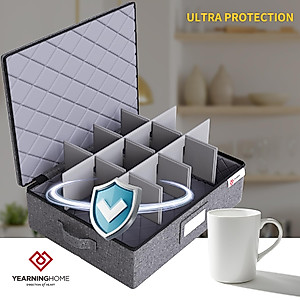 China Storage Containers Hard Shell Box for Moving Dishes, Plate, Saucers, Dinnerware, Mugs, Wine and Glasses Quilted Organizer Dividers for Packing Fine China Storage Containers 5Piece Grey