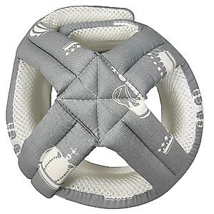 IULONEE Toddler Infant Helmet & Baby Knee Pads 3 Pairs, No Bump Safety Head Cushion Bumper Bonnet Adjustable Protective Cap Breathable Mesh Child Safety Hat for Running Walking Crawling (Grey Crown)