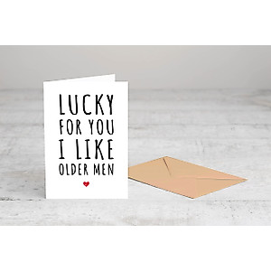 Emily gift Lucky For You - I Like Older Men - Happy Birthday Card - Card For Husband - Funny Birthday Card - Sarcastic Birthday Card