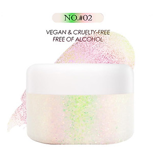 Holographic Body Glitter Gel for Body Face Hair Lip Makeup, Sparkling Glitter Long-Lasting Waterproof Liquid Sequins for Women Girls Perfect for Music Festival Halloween Concerts Art Party(02)