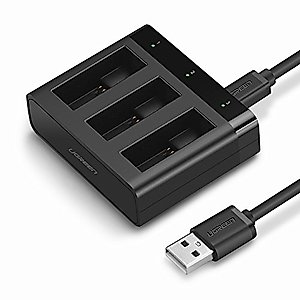 UGREEN Camera Charger for GoPro - Triple Battery Charger Compatible with Hero 8 Black, Hero 7 Black, Hero 6