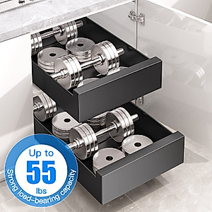 Pull Out Cabinet Organizer Fixed With Adhesive Nano Film, Heavy Duty Storage and Drawer Organization Slide Out Pantry Shelves Sliding Drawer Pantry Shelf for Kitchen13.8" W x 16.9"D x 3.1"H(1PC)