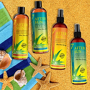 Seven Minerals NEW Cooling After Sun Gel with Aloe Vera - For Skin & Face with Instant Sunburn Relief. Unlike Regular Aftersun Lotion With Cucumber & Vitamin E (12 Fl Oz)