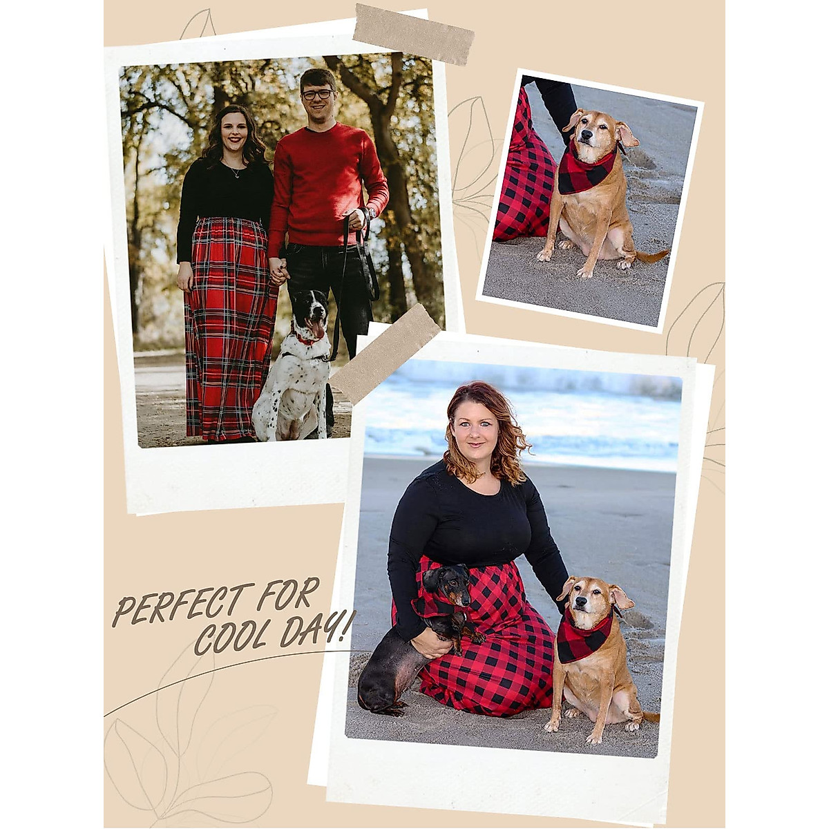 MEROKEETY Women's Plaid Long Sleeve Empire Waist Full Length Maxi Dress, Red#1, Large