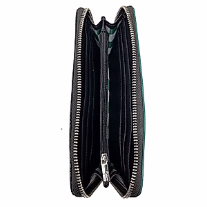 Loungefly x Harry Potter D. Malfoy Slytherin Zip-Around Wallet (Grey/Green, One Size)