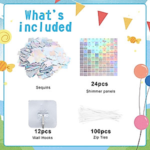 HYzgb Shimmer Wall Backdrop Iridescent Square Sequin Wall Panel Backdrop 24 Pcs for Birthday Party Wedding Decorations