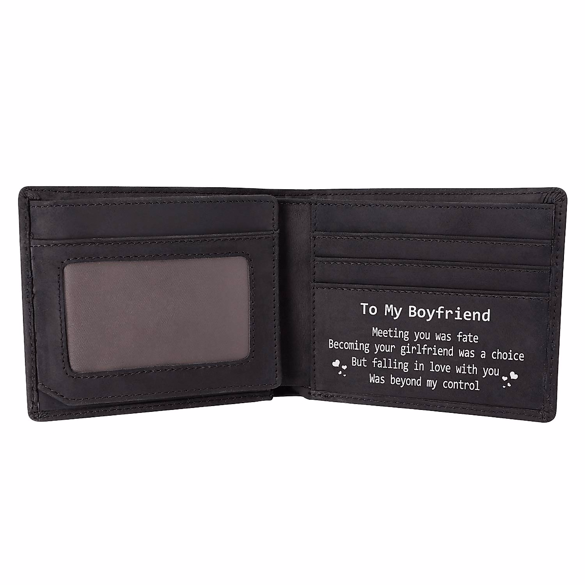Kenon Personalized Leather Wallet For Boyfriend, Engraved RFID Blocking Bifold Stylish Brown Black Wallet For Boyfriend Valentine's Day Birthday Christmas Gifts