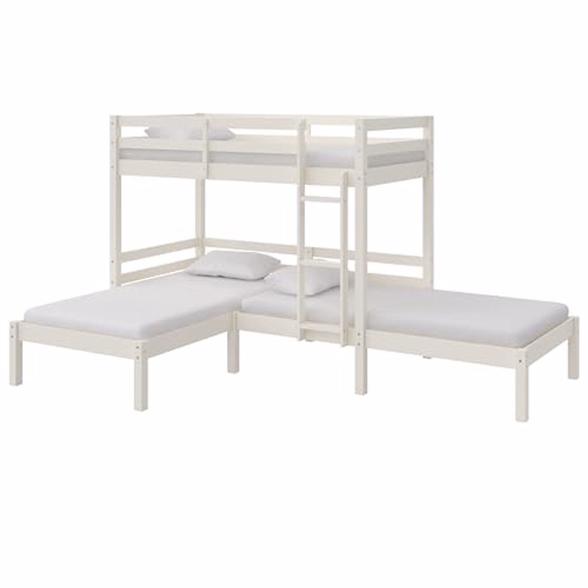 DHP Casey Kids' L-Shaped Corner Triple Bunk Bed, White