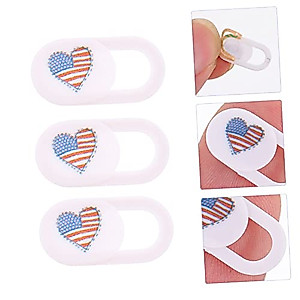 SOLUSTRE 3pcs Slide Camera Ultra- and Webcam Smartphone Pattern Cartoon Your Tablet Flag Lens Thin Lovely for Cover Privacy Shutter Heart Notebook Cell Protects Phone Slider Computer US