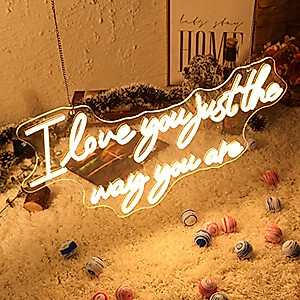 Neon Sign for Wall Decor, Yeeficent Neon Lights for Bedroom Wall, 26 x 13 Inch Dimmable Neon Signs, Custom Light Up Sign for Wedding Party Birthday Gift (Warm White-I Love You Just The Way You Are)