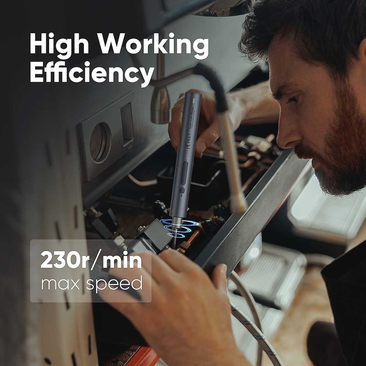 PKEY Electric Screwdriver Set, Cordless Screwdriver with 32 Magnetic Bits & 4 LED Lights, Torque Adjustment, Rechargeable 2000mAh Battery, Repair Tool Kit for Door Locks, Printers, Computer, Bicycle