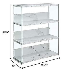 Convenience Concepts SoHo 4 Tier Wide Bookcase, White Faux Marble