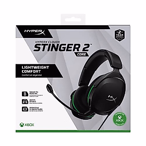 HyperX CloudX Stinger 2 Core - Gaming Headset for Xbox, Lightweight Over-Ear headsets with mic, Swivel-to-Mute Function, 40mm Drivers - Black