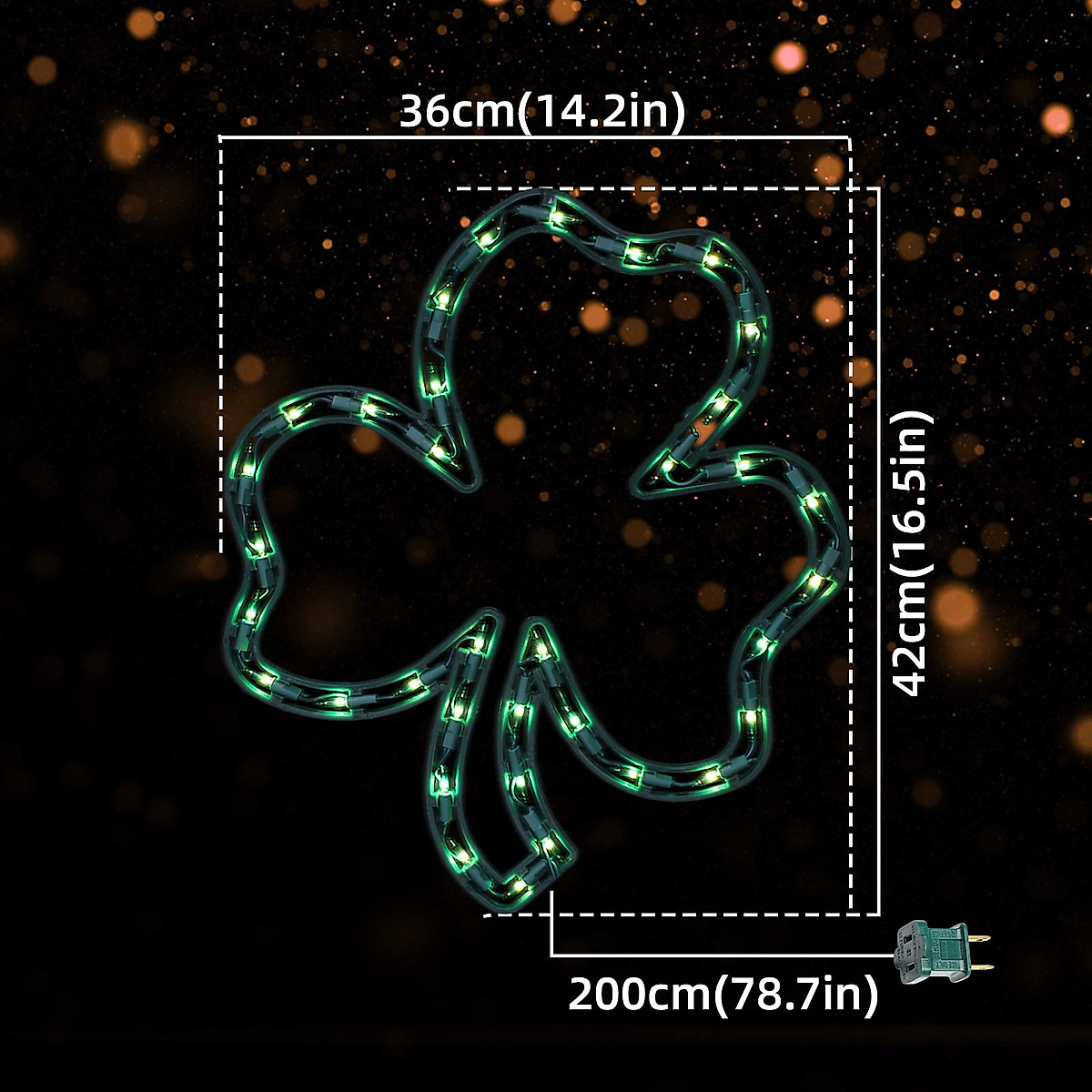 LAMPHOME 35L 16.5'' Pre-Lit Green St.Patrick's Day Irish Shamrock Window Silhouette Decoration