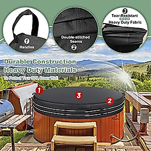 Round, Waterproof spa covers for Hot Tub, 600D Heavy Duty Replacement, Outdoor Patio hot tub cover Protector Cover, with Straps -Fit 80" D x 14" H