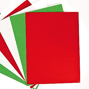 Baker Ross EX764 Felt Craft Festive Felt - Pack of 10, Red, Green & White for Kids to Decorate, Arts & Crafts