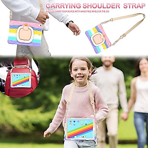 BATYUE iPad Pro 10.5 Case 2017 Released, iPad Air 3rd Generation Case 2019 Release; Rugged Heavy Duty Protective Cover with Pencil Holder, 360° Swivel Stand, Shoulder Strap; for Kids (Colourful Pink)