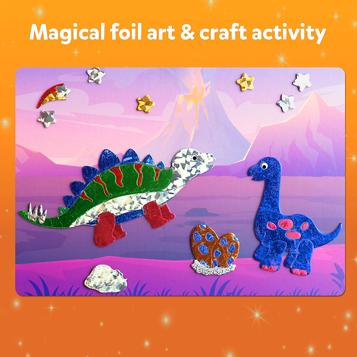 Skillmatics Art & Craft Activity - Foil Fun Dinosaurs, No Mess Art for Kids, Craft Kits & Supplies, DIY Creative Activity, Gifts for Boys & Girls Ages 4, 5, 6, 7, 8, 9, Travel Toys