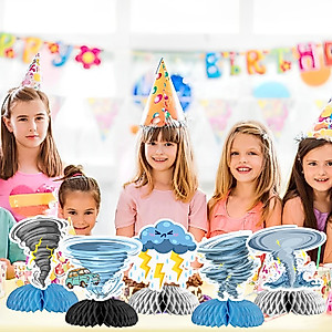 12 PCS Tornado Honeycomb Centerpieces, Tornado Birthday Party Decorations Tornado Weather Table Centerpieces Decorations Supplies for Kids Teens Boys Girls Baby Shower