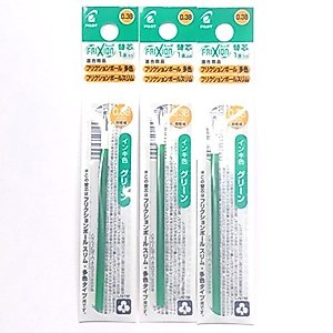 Pilot FriXion Ball Slim 0.38mm Green Ink Refill (LFBTRF12UF-G), 3 Packs/total 3 Refills (Japan Import) [Komainu-Dou Original Package]