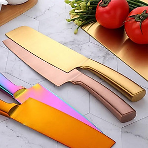 Cleaver Knife,Meat Cleaver, 6.3 Inch Kitchen Knives Stainless Steel Chef Knife Gold Fruit Vegetable Chopping Knife Kitchen Utensil Cooking Cleaver (Color : Rose Gold)