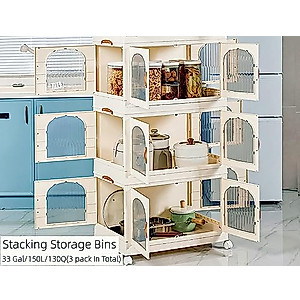 Stackable Storage Bins with Lids,Closet Organizer Collapsible Storage Bin with Door & Wheels Trunk Car Folding Storage Containers Box for Bedroom Kitchen Office Clothing Storage