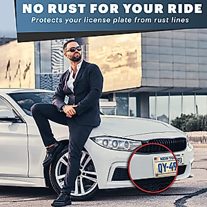 License Plate Screws with Rustproof Finish - License Plate Screw Kit for Front & Rear Plates - License Plate Bolts for Domestic Vehicles - Stainless Steel Screws for License Plates (4-Pack, Black)