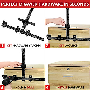 Vicrays Cabinet Hardware Handle Jig - Aluminum Alloy Cabinet Template Tool Woodworking Drilling Hole Doweling Guide Punch Locator for Installation Handles Knob on Drawer Door Pulls
