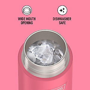 THERMOS ICON SERIES Stainless Steel Kids Water Bottle with Pivot Straw, 18 Ounce, Hot Pink