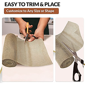 Mueller Drawer and Shelf Liner, 12 in x 20 FT Heavy-Duty, Slip-Resistant Wire Shelf Liners for Kitchen Cabinets, Drawer Liners Kitchen, Shelf Paper for Desks, Durable Non-Adhesive Waterproof Beige