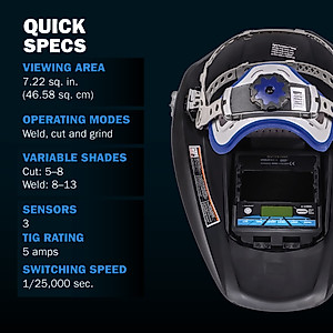 Miller Digital Performance Welding Helmet (Crusher) - Auto-Darkening Welding Helmet with Clearlight 2.0 Technology - Lightweight Welding Hood - Welding Mask Head Protection Gear with 7.22 sq. in. View