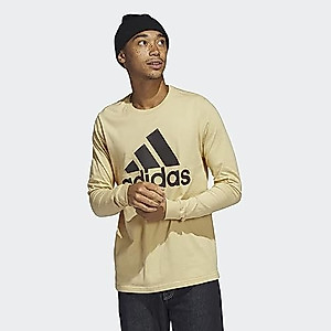 adidas Amplifier Long Sleeve Badge of Sport Tee Men's, Beige, Size Medium