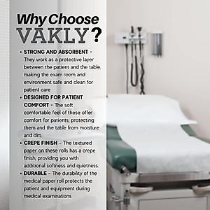 Exam Table Paper - 18''x125’ Disposable Standard White Textured Crepe Medical Barrier Cover Roll - Wide Paper Rolls for Spas, Daycares, Doctors, Chiropractors, Examination and Massage Tables (2)