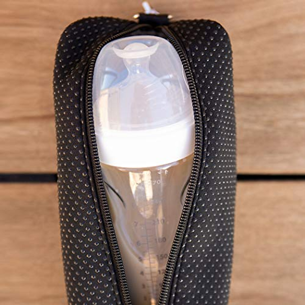 Petunia Pickle Bottom Bottle Butler | Baby Bottle Holder | Insulated Baby Bottle Warmer and Cooler | Stylish Bottle Bag for Parents | Baby Bottle Storage | Holds Bottles Up to 12 Oz. | Black Neoprene