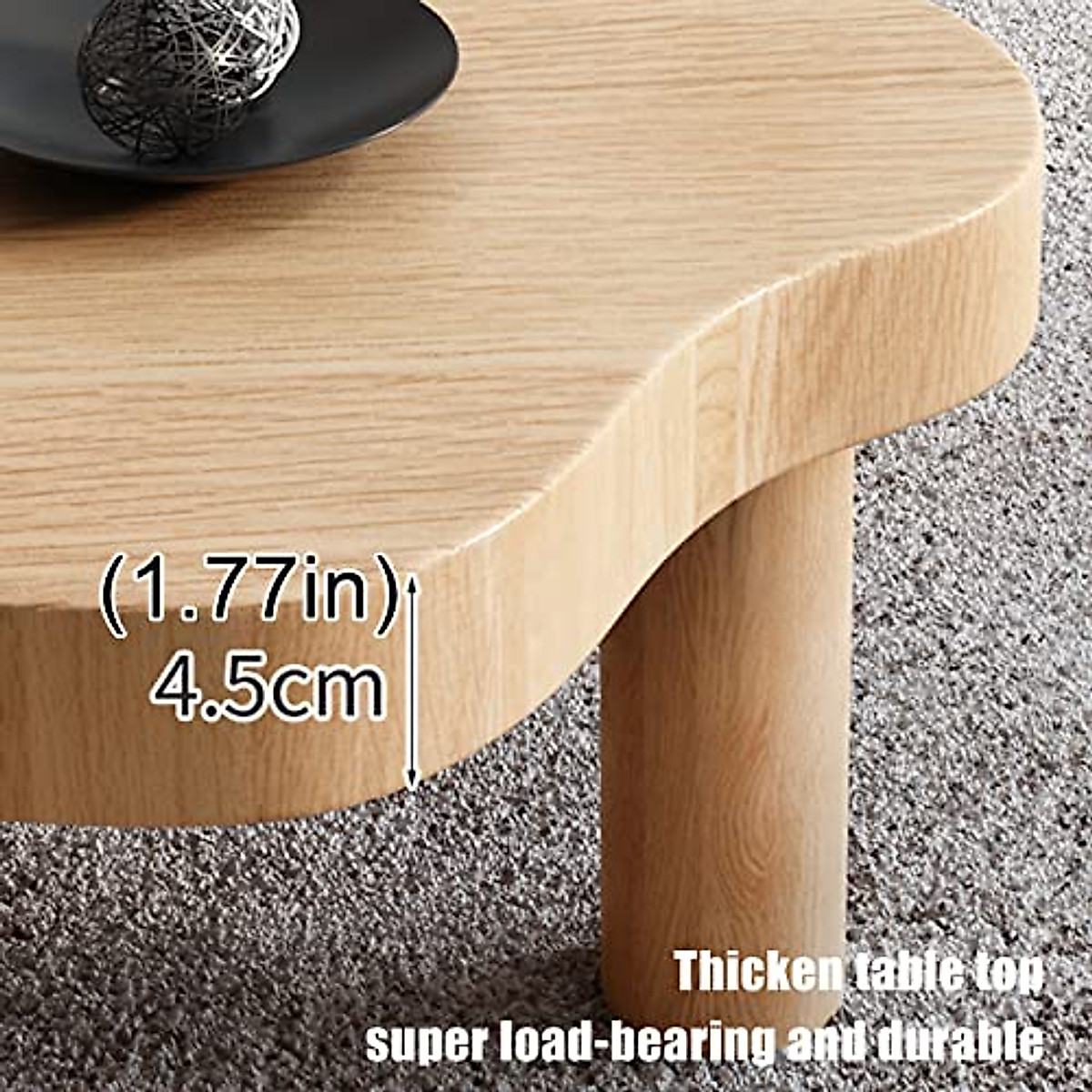Cloud Shape Irregular Wood Coffee Table,Round Corner Thicken End Table,Cute Accent Modern Coffee Cocktail Table with 3 Legs for Living Room Furniture(27.5" Lx18 Wx16 H, White)