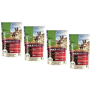 Only Natural Pet MaxMeat Holistic Air Dried Dry Dog Food Meal Topper - All Natural, High Protein, Grain Free and Limited Ingredient - Made with Real Meat - Beef with Pumpkin & Parsley 4 oz - Beef