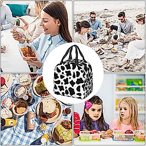 Cow Print Lunch Bag For Adults Insulated Lunch Box Cute Pattern Printed Reusable Lunch Tote For Study Work Picnic