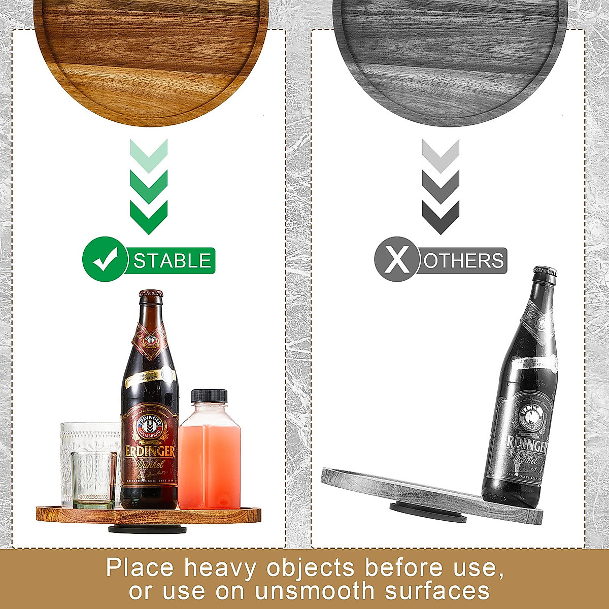 2 Pcs Acacia Wood Lazy Susan 10 Inches Wooden Lazy Susan Organizer Kitchen Turntable Organizer Rotating Round Wood Tray for Cabinet Pantry Table Counter