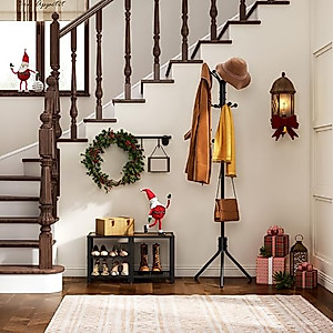 Hoctieon Coat Rack Freestanding, Heavy Duty Coat Hanger Stand with 12 Hooks, Entryway Hall Tree, Floor Standing Coat Rack, Coat Rack Stand, Clothes Rack, Coat Tree, Black