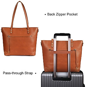 S-ZONE Vintage Genuine Leather Totes for Women Purse Handbag with Anti-thief Backpack Large