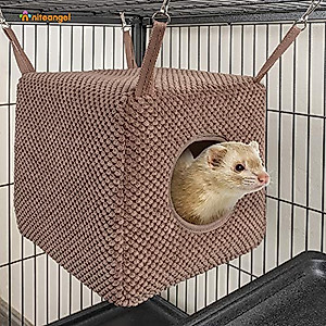 Niteangel Ferret Cozy Swing Hammock - Hanging Beds for Ferrets Rats Chinchilla Sugar Gliders or Other Small Animals (Chocolate)