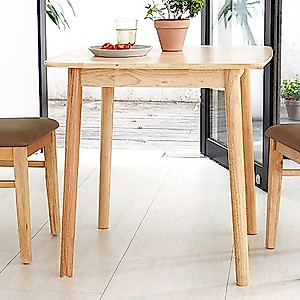 Livinia Aslan 29.5" Malaysian Oak Square Wooden Dining Table/Small Solid Wood Kitchen Desk (Natural Oak)